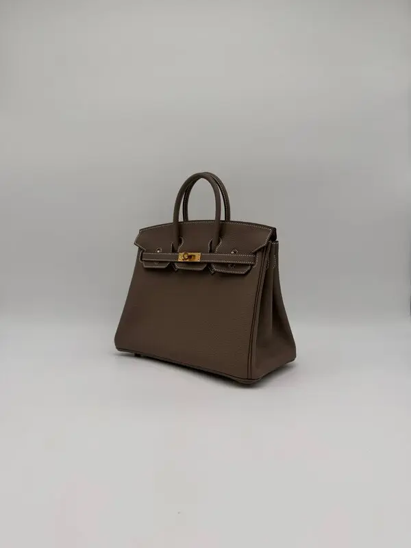 Hermès Birkin 25cm Etoupe Togo Leather With Gold Hardware - Brown