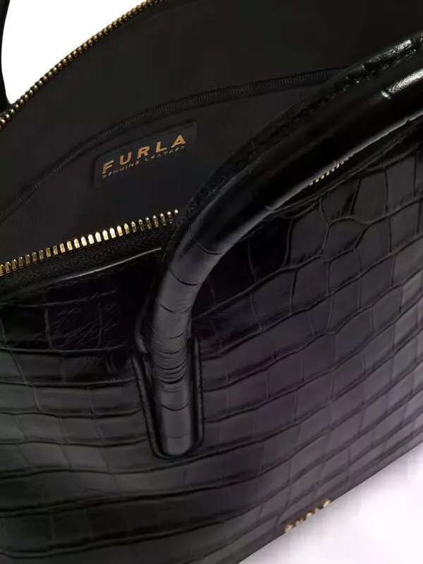 Furla S Atmosfera Dome Croc-effect Leather Tote Bag