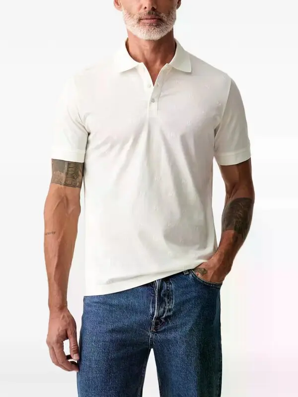 Karl Lagerfeld Monogram-jacquard Short-sleeve Polo Shirt - White