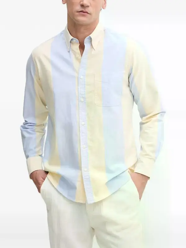 BENETTON Striped Button-down Shirt - Yellow
