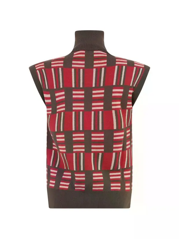 MOORER Checkered Sleeveless Jumper