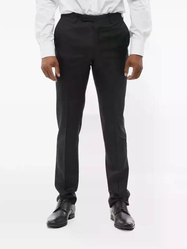Corneliani Virgin Wool Trousers With Pressed Crease - Black