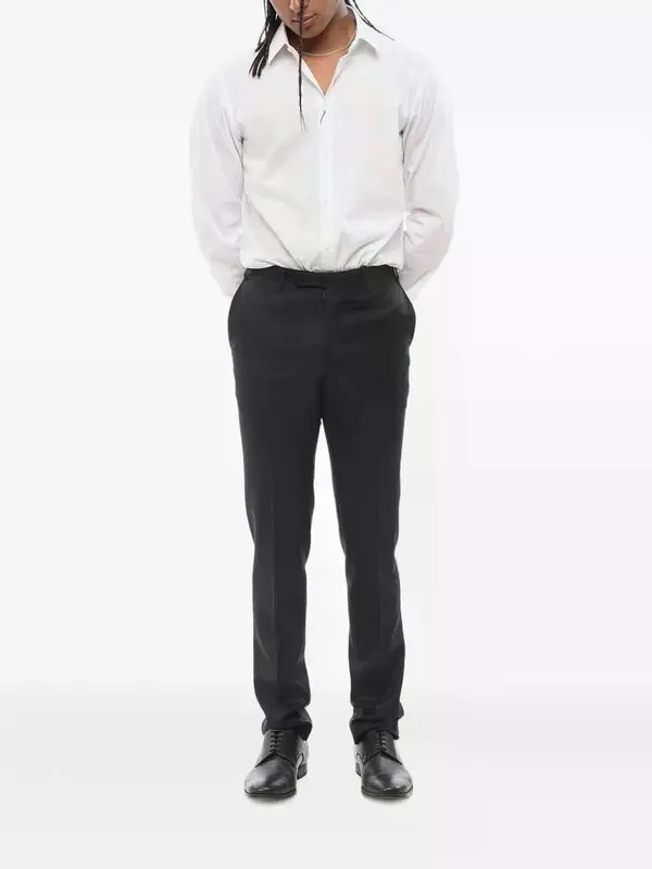 Corneliani Virgin Wool Trousers With Pressed Crease