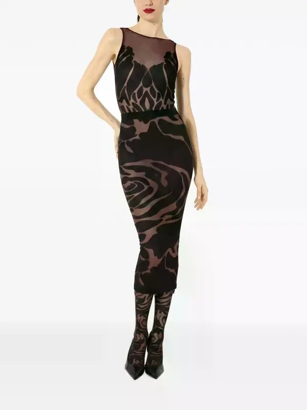 Wolford Sleeveless Rose Pattern Sheer Bodysuit
