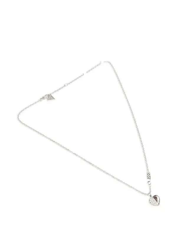 Guess Crystal-embellished Heart-pendant Necklace - Silver