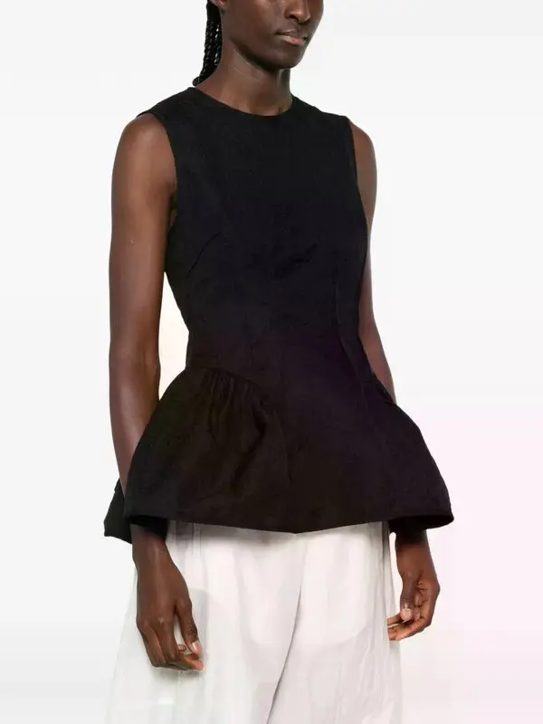 Cecilie Bahnsen Cloqué-effect Peplum Top - Black