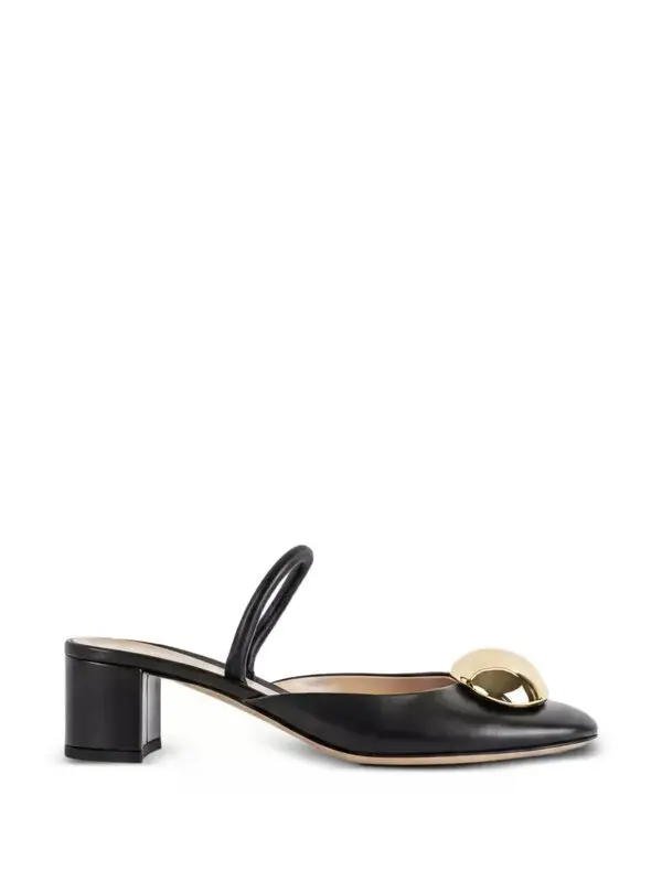 GIANVITO ROSSI Sphera Embellished Leather Mules - Black