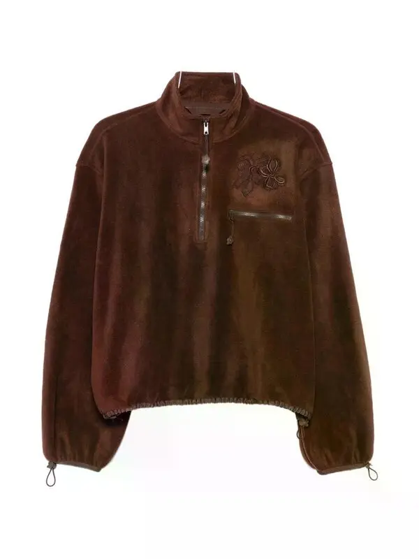 Cecilie Bahnsen Bow-embroidered Quarter-zip Sweater