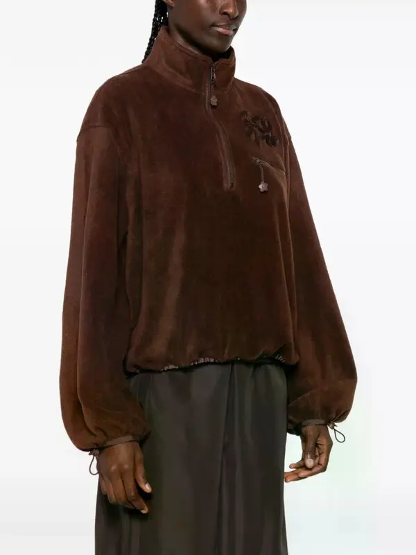 Cecilie Bahnsen Bow-embroidered Quarter-zip Sweater