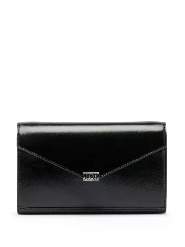 DIESEL® Wallet Purse In Shiny Wrinkled Leather - Black