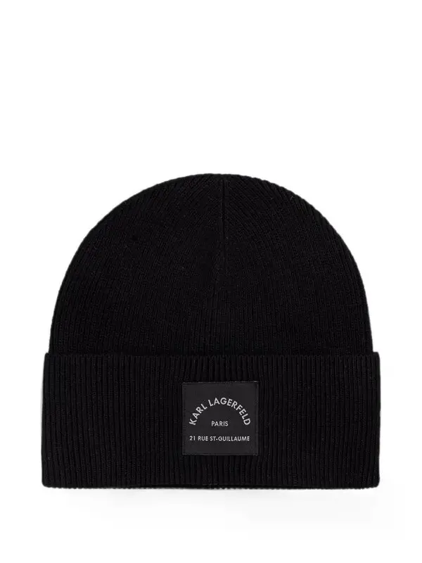 Karl Lagerfeld Logo-patch Ribbed Beanie Hat
