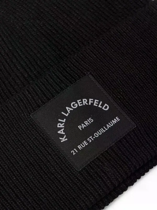 Karl Lagerfeld Logo-patch Ribbed Beanie Hat
