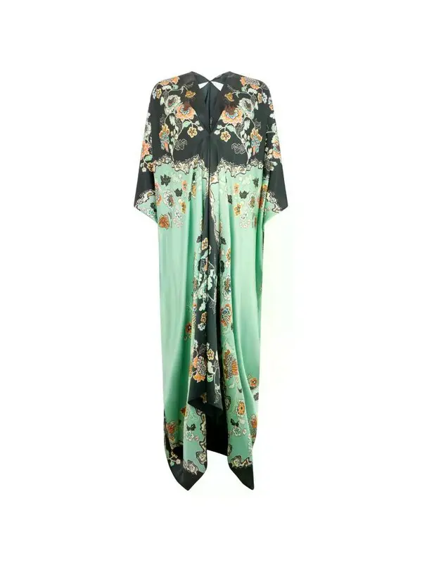 Roberto Cavalli Floral-print Silk Kaftan Dress - Black