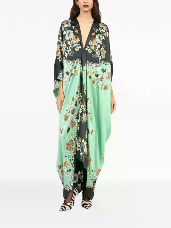 Roberto Cavalli Floral Print Silk Kaftan Dress