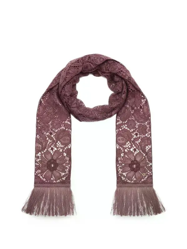 Valentino Garavani Lace Fringed Scarf - Red