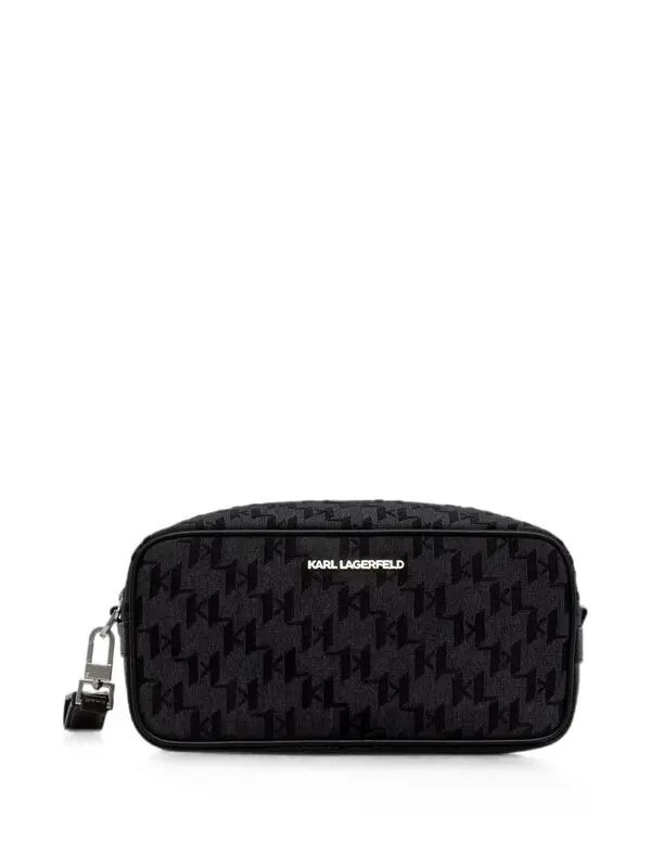 Karl Lagerfeld Monogram Jacquard Wash Bag - Black