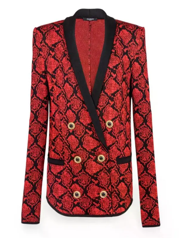 Balmain Snake-effect Double-breasted Blazer