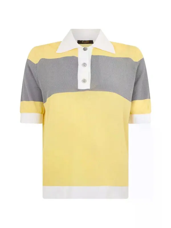 MOORER Striped Short-sleeve Polo Shirt - Yellow