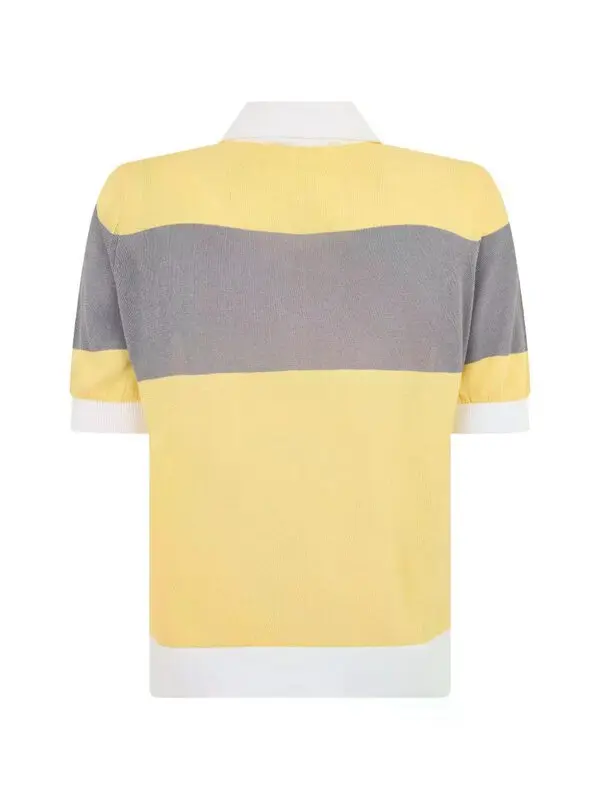MOORER Striped Short-sleeve Polo Shirt - Yellow