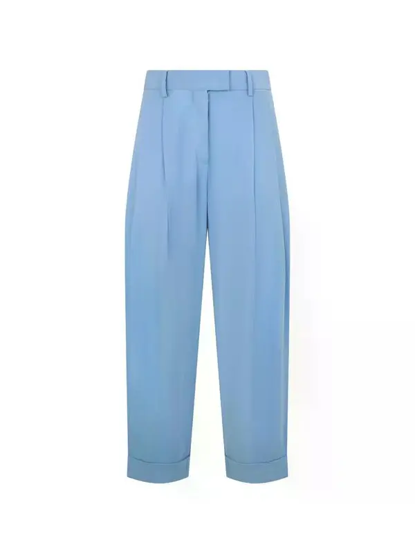 MOORER Pleated High-waisted Trousers - Blue