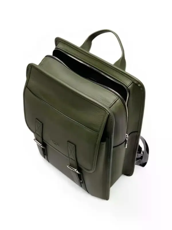 LANCEL Mistral Buckle-fastening Leather Backpack - Green