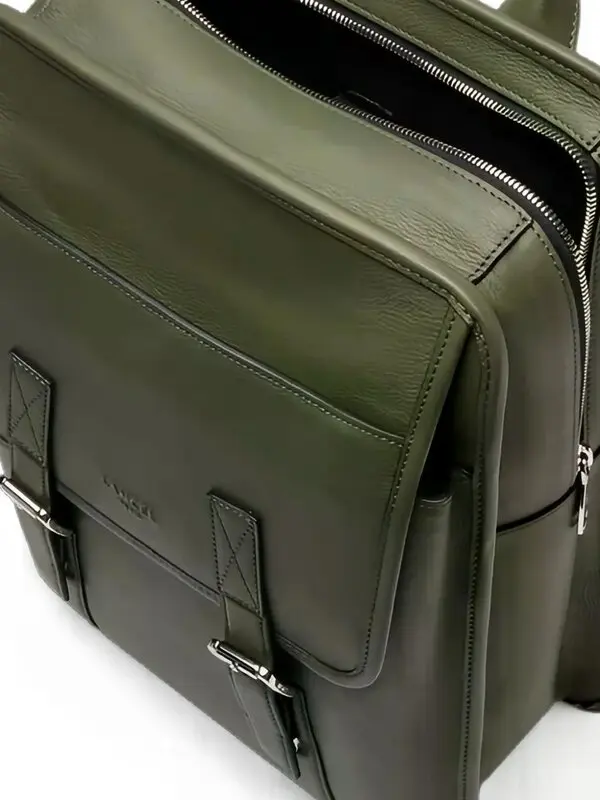 LANCEL Mistral Buckle-fastening Leather Backpack - Green