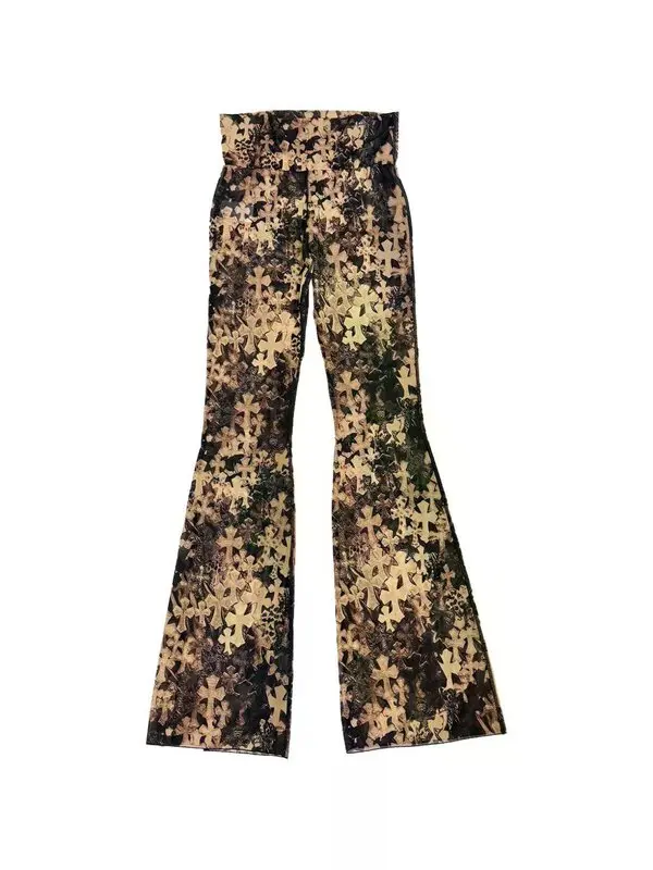 Chrome Hearts Cross-print Flared Trousers - Brown
