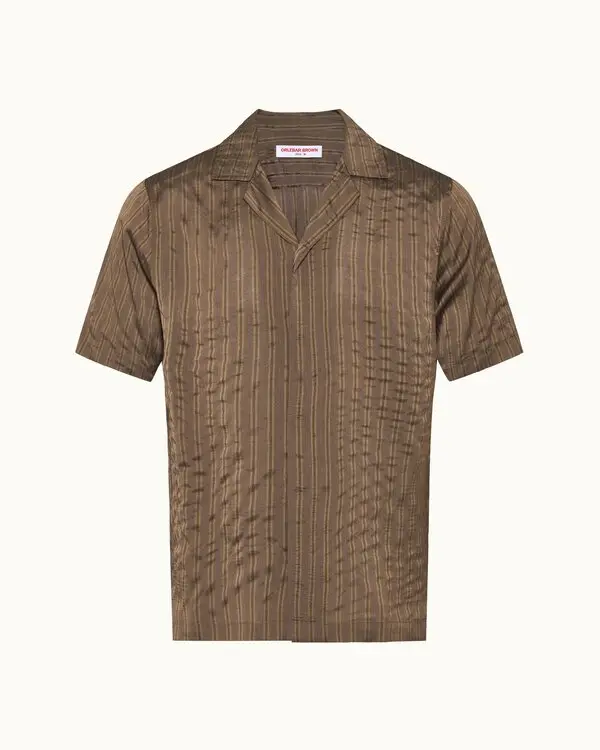 Orlebar Brown Relaxed Silk-blend Stripe Shirt - Bronze