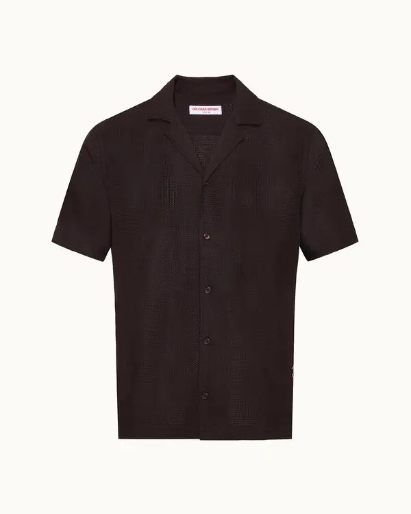 Orlebar Brown Relaxed Open-weave Cotton Shirt - Espresso