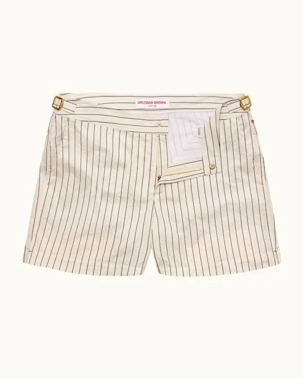 Orlebar Brown Shorter Length Tailored Seersucker Swim Shorts - Latte