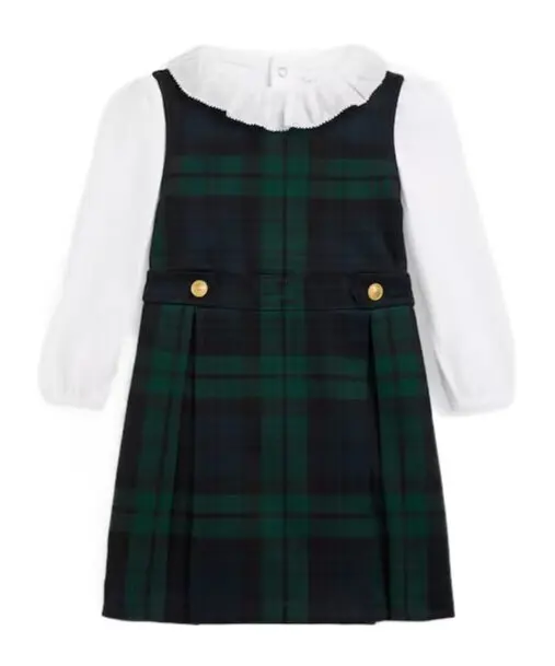 Polo Ralph Lauren Pleated Plaid Dress - Black