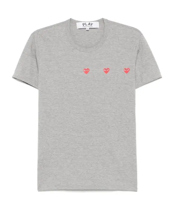 Play Comme Des Garcon Comme Des Garçons Play Triple Hearts Crewneck T-shirt - Grey