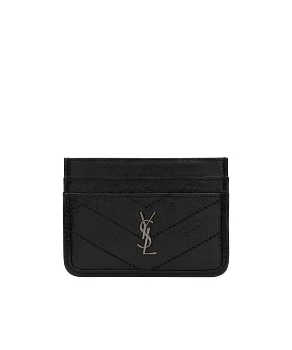 Saint Laurent Niki Card Case In Vintage Leather - Black