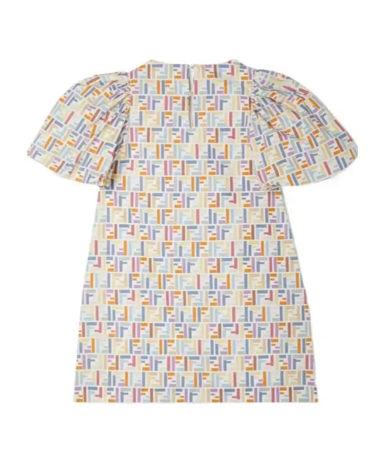 Fendi Ff Logo Puff-sleeve Mini Dress
