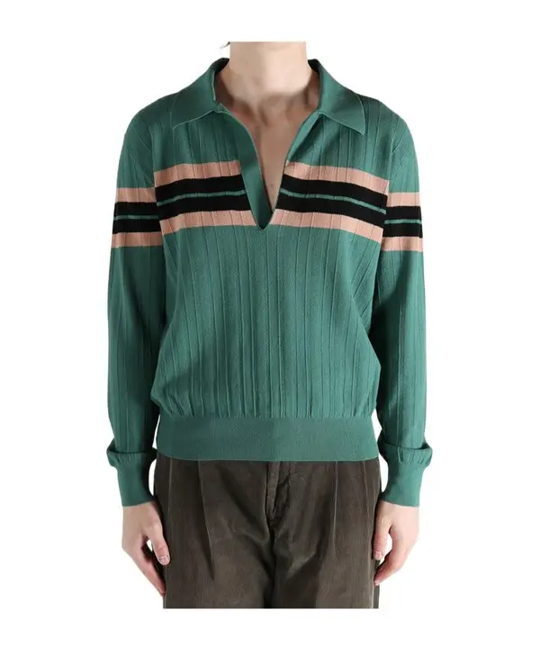 Dries Van Noten V-neck Striped Long Sleeve Jumper