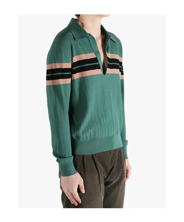 Dries Van Noten V-neck Striped Long Sleeve Jumper