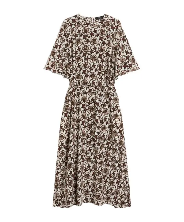 Max Mara Silk Crepe De Chine Dress - Brown