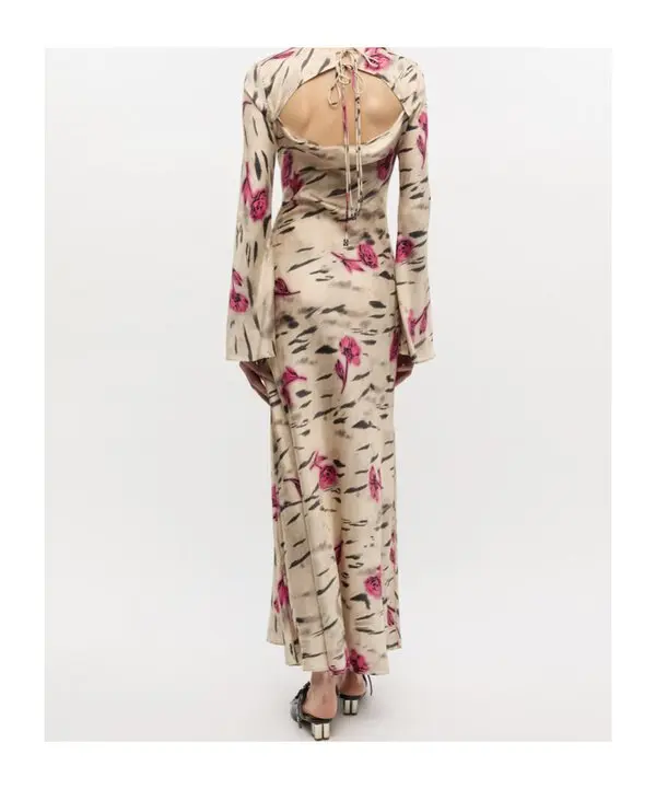 GANNI Floral Satin Maxi Dress