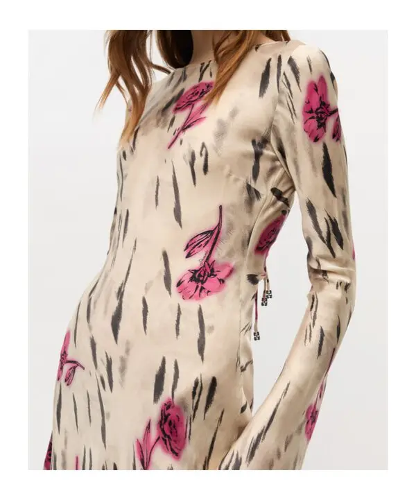 GANNI Floral Satin Maxi Dress