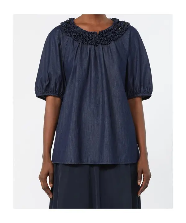 Max Mara Pleated Denim Shirt