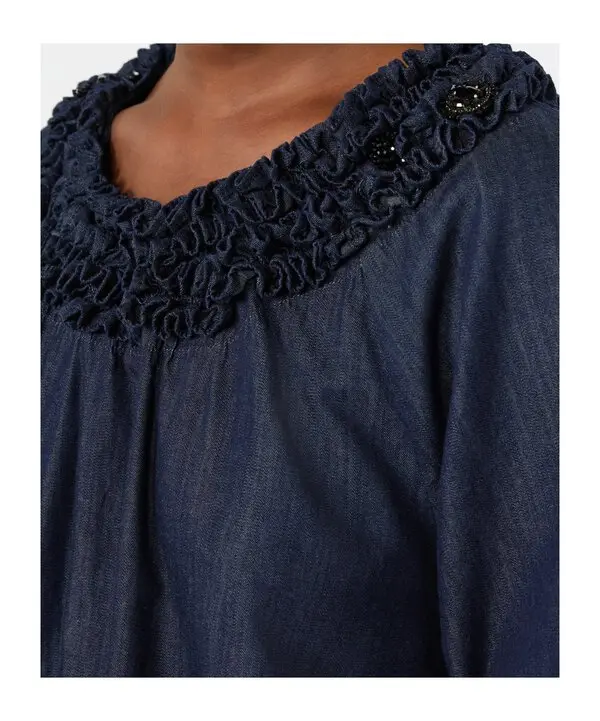 Max Mara Pleated Denim Shirt