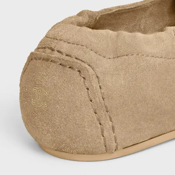 Celine Suede Calfskin Lace-up Loafers - Light Brown