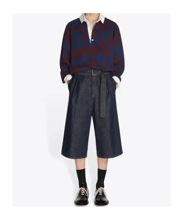 Dries Van Noten High-waisted Belted Wide-leg Denim Shorts