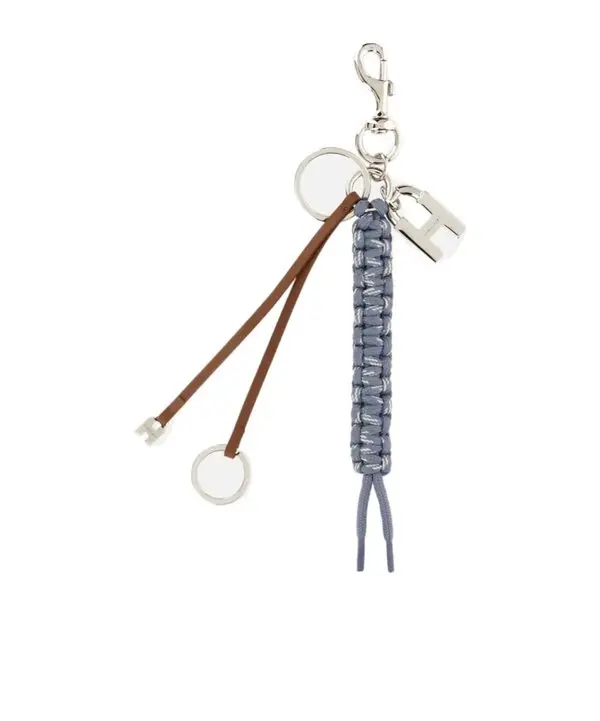 Hogan Braided Leather Keyring With Metal H Charm