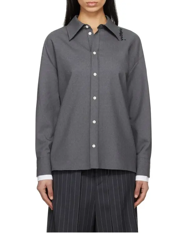 Marni Logo Embroidered High-low Hem Shirt