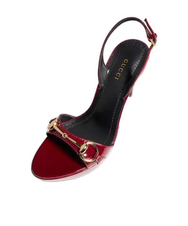Gucci Platform Stiletto Sandals With Horsebit Detail - Burgundy