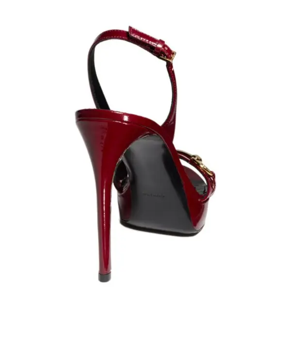 Gucci Platform Stiletto Sandals With Horsebit Detail - Burgundy