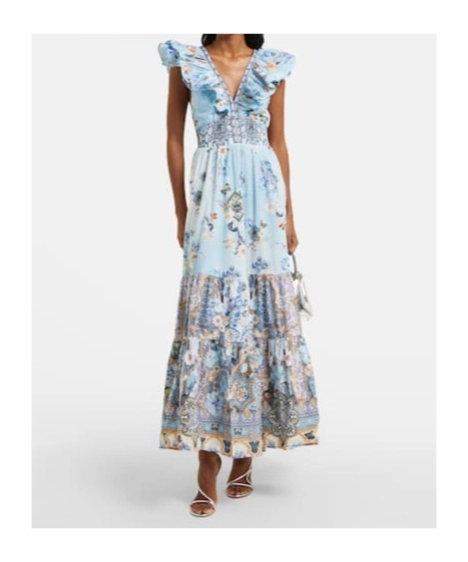 Camilla Shirred Floral Cotton Maxi Dress