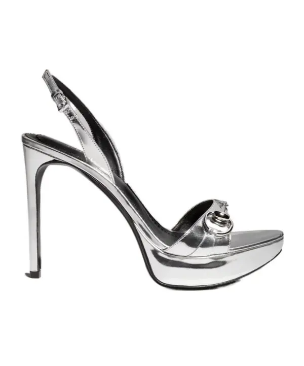 Gucci Donna Platform Stiletto Sandals - Metallic Silver