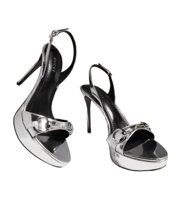 Gucci Donna Platform Stiletto Sandals - Metallic Silver
